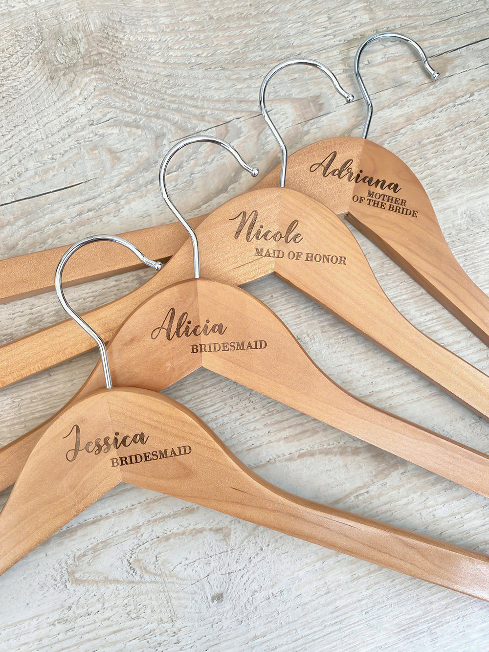 Natural Hanger, Two Lines – Bridesmaid Hangers