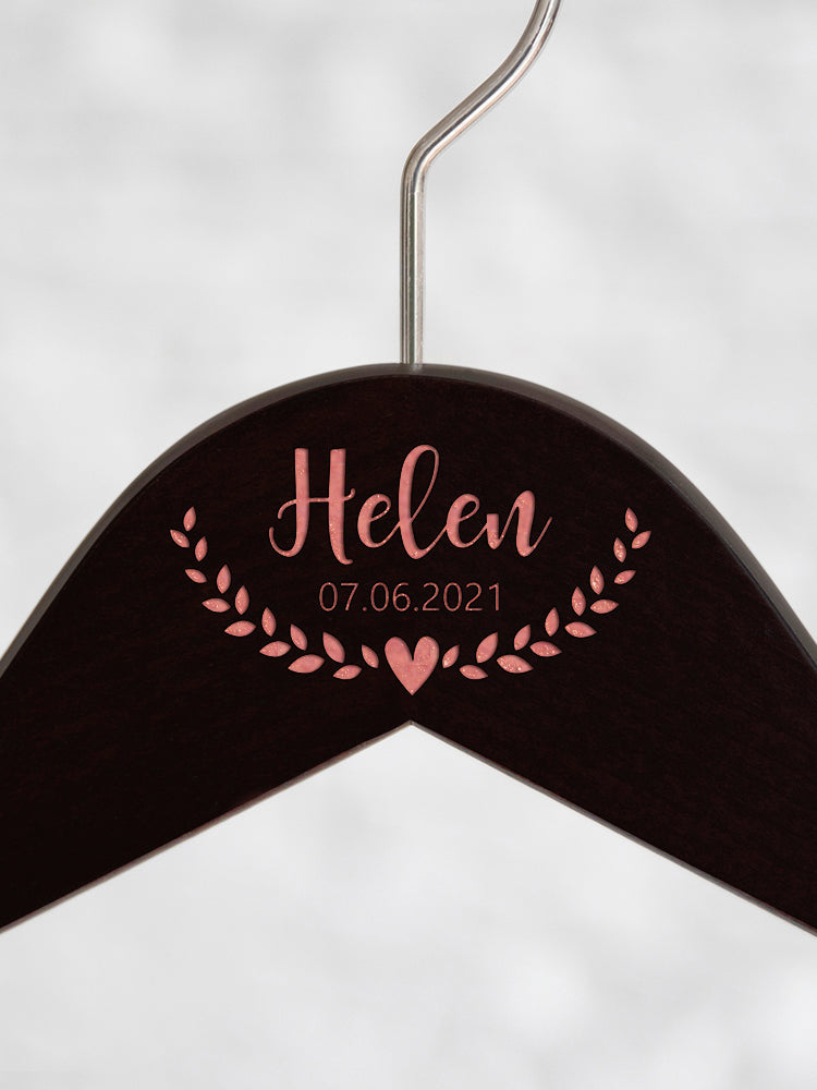 Black Hanger, Name with Heart Ornament – Bridesmaid Hangers